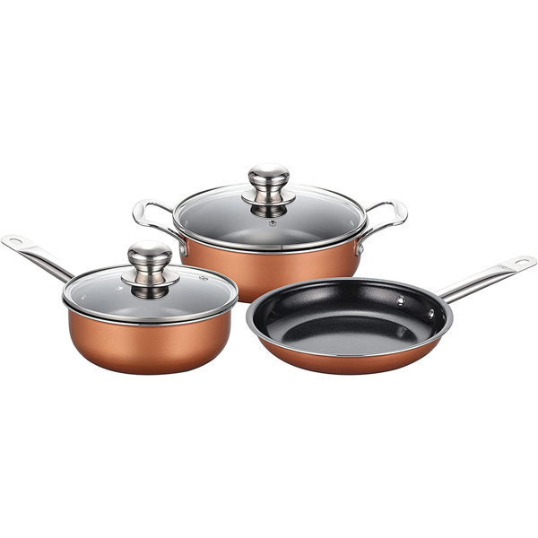 Levi Beer Non-Stick Cooking Pans And Pots Set - 5 Pcs Oven Safe Copper Cookware - Induction Hob ...